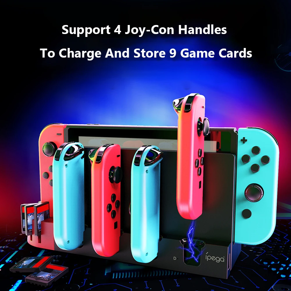 For Nintendo Switch Charging Station 4 Port Holder 9 Games Slots ...