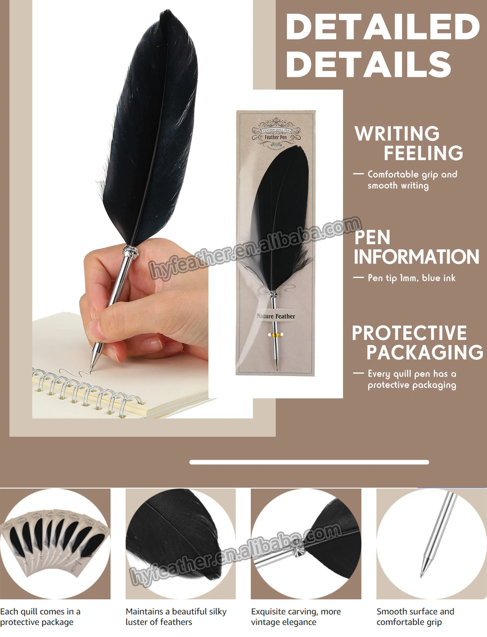 Wholesale Craft Vintage Quill Calligraphy Goose Feather