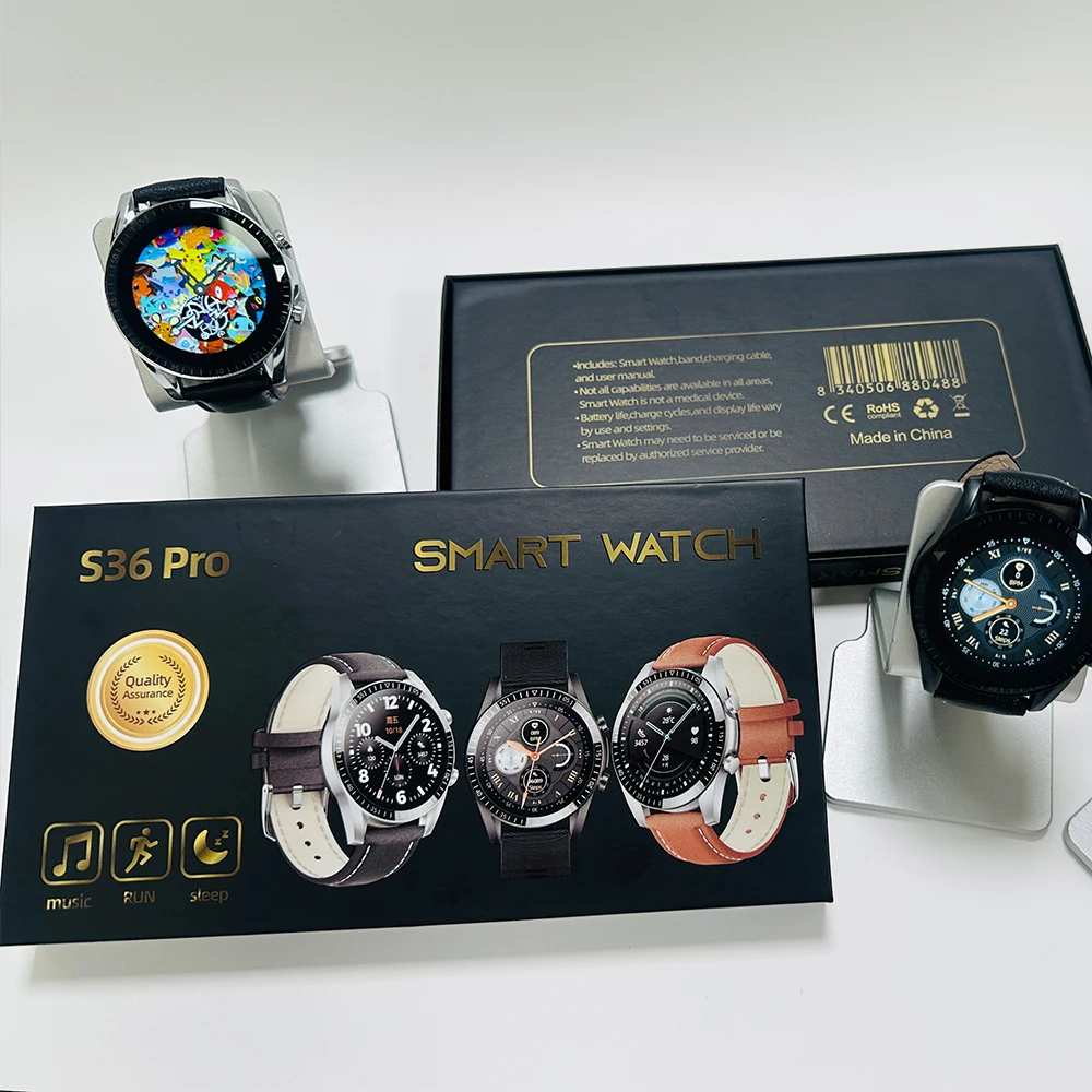 2023 Hot Selling Cheap Round Smart Watch S36 Pro Bt Call Heart Rate Waterproof Smart Bracelet ...