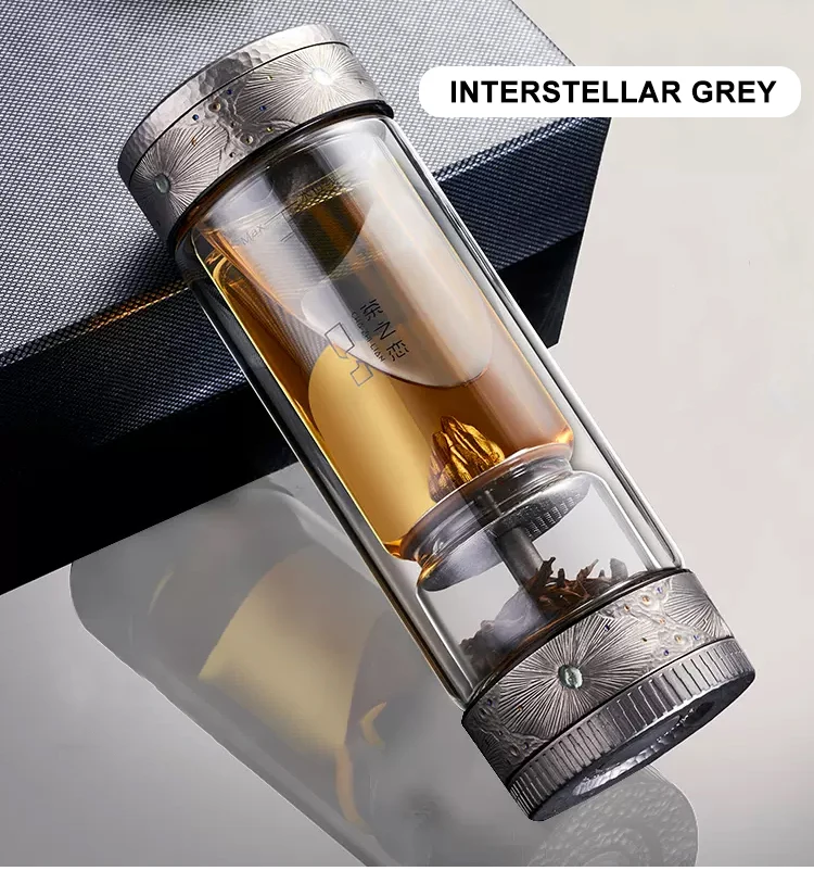 Outdoor Cycling 12 Oz 360 Ml Capacity Pure Titanium Borosilicate Glass ...