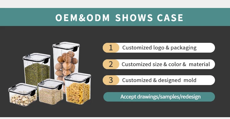 Kitchen Pantry Stackable Airtight Cereal Fridge Organizer Dry Bulk Food ...