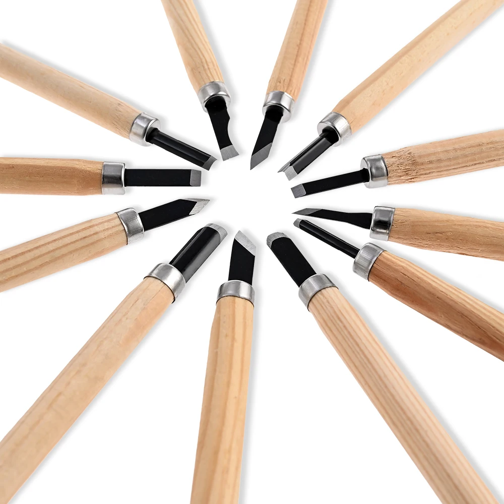 Woodworking Wood Carving Tools Set Of 12 Chisels Gouges And Woodworking ...