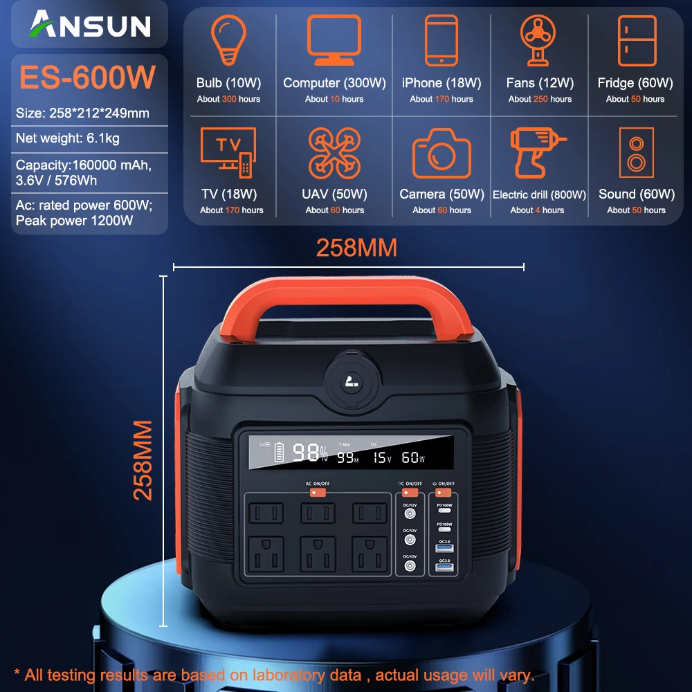 Portable Power Station 600w 800w 1200w With Foldable Solar Panel ...