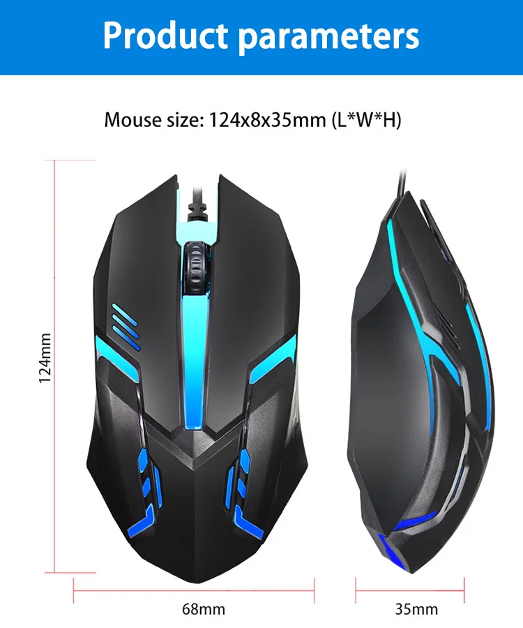 2022 Cheapest Rgb Backlit Gaming Mouse 3 Buttons Wired Optical Gamer ...