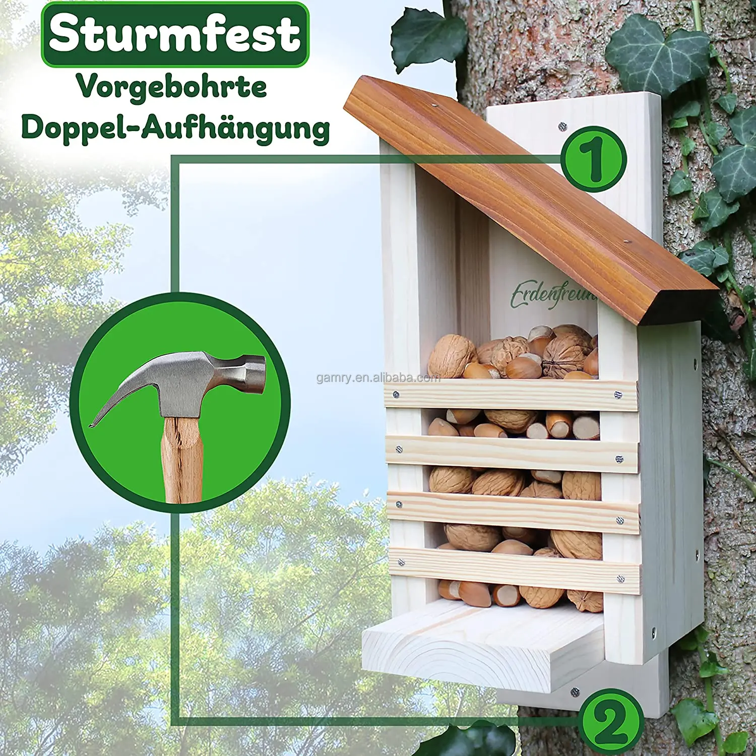 Large Wooden Multi-hole Bird House Nest Box for Wild Garden Birds ...