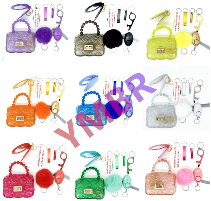 Self Key Chain Woman Alarm Set Safety Defense Keychain Shell Rhinestone ...