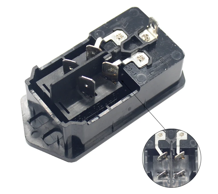 250V 20A Black AC Socket with Switch, C20 Male Connector | Wholesale