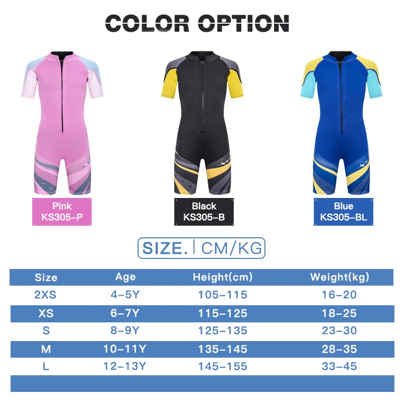 Kids 3mm Yamamoto Smooth Skin Neoprene Shorties Children Swimwear ...