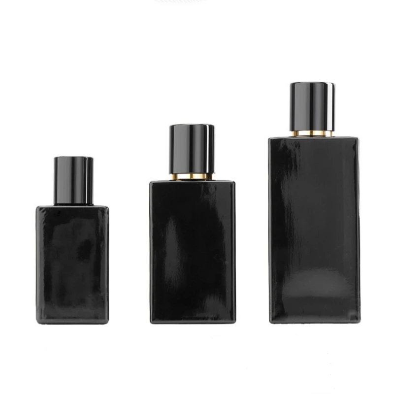 Best Selling Black Glass Perfume Bottles 30ml 50ml Rectangle Perfume ...