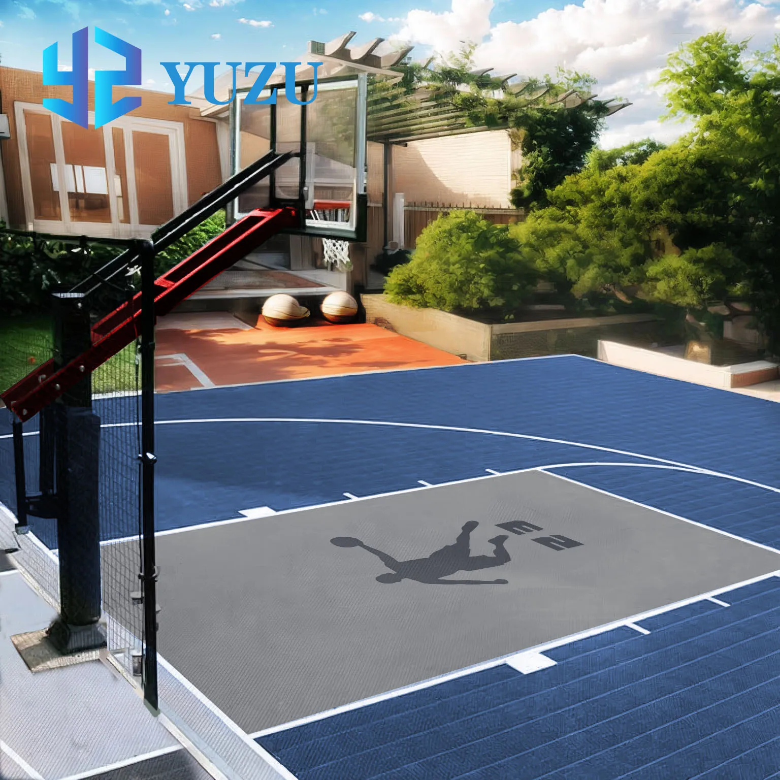 Portable Multi-Function Outdoor Interlocking Suspended Basketball Floor ...