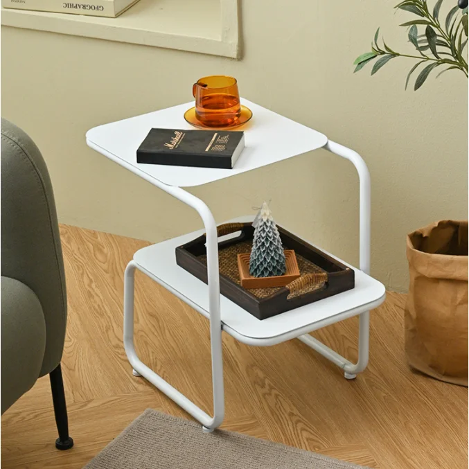 Nordic Modern Decorative White Metal Rectangle Coffee Side Table ...