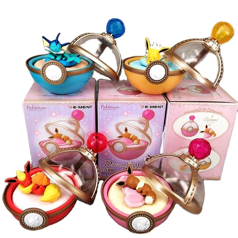 New Cute Pokemones Re-ment Anime Figure Blind Box Dreaming Case 4pcs ...