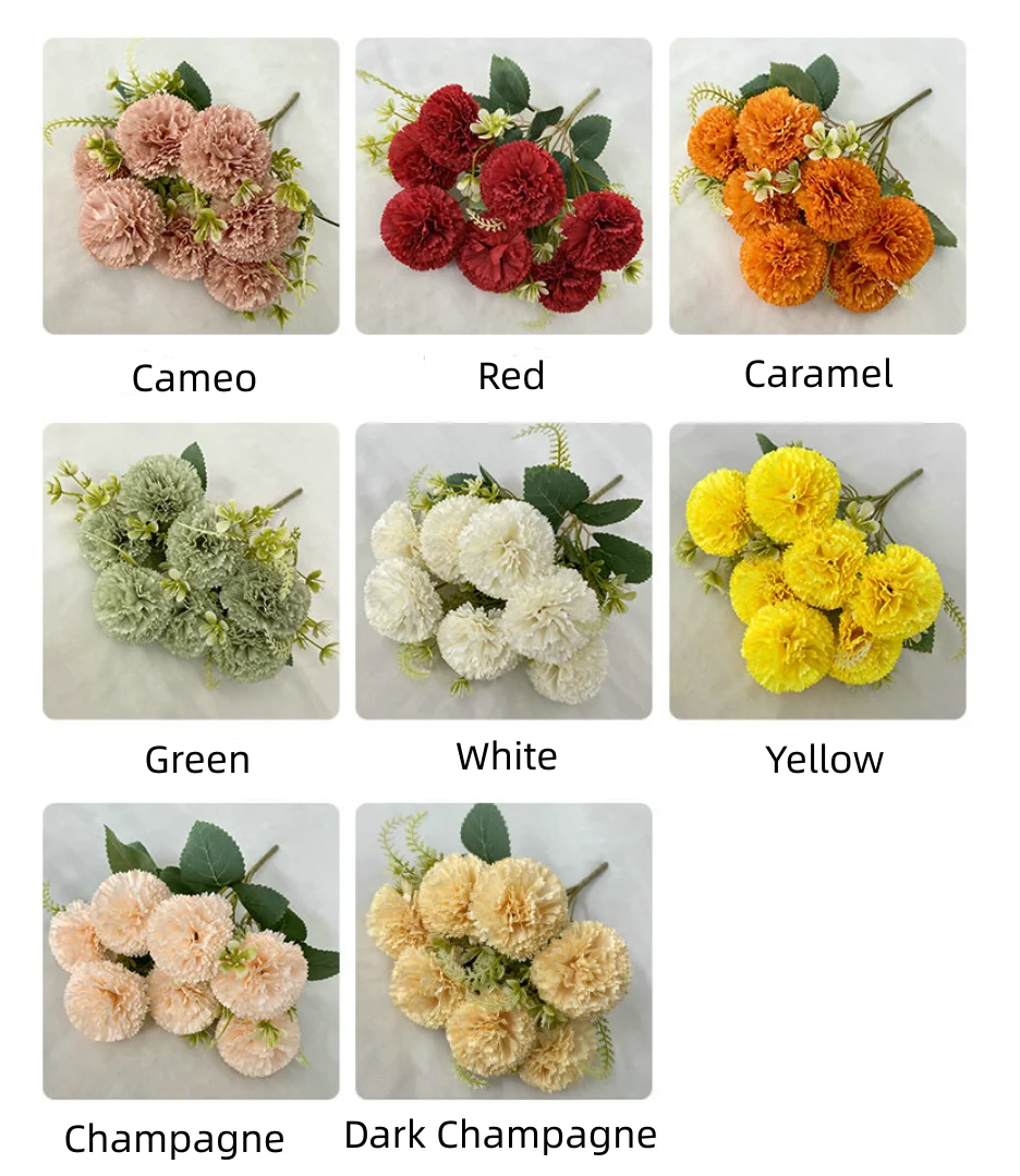 Hot Selling 7 Heads Artificial Carnation Flower Bouquets Home Table ...