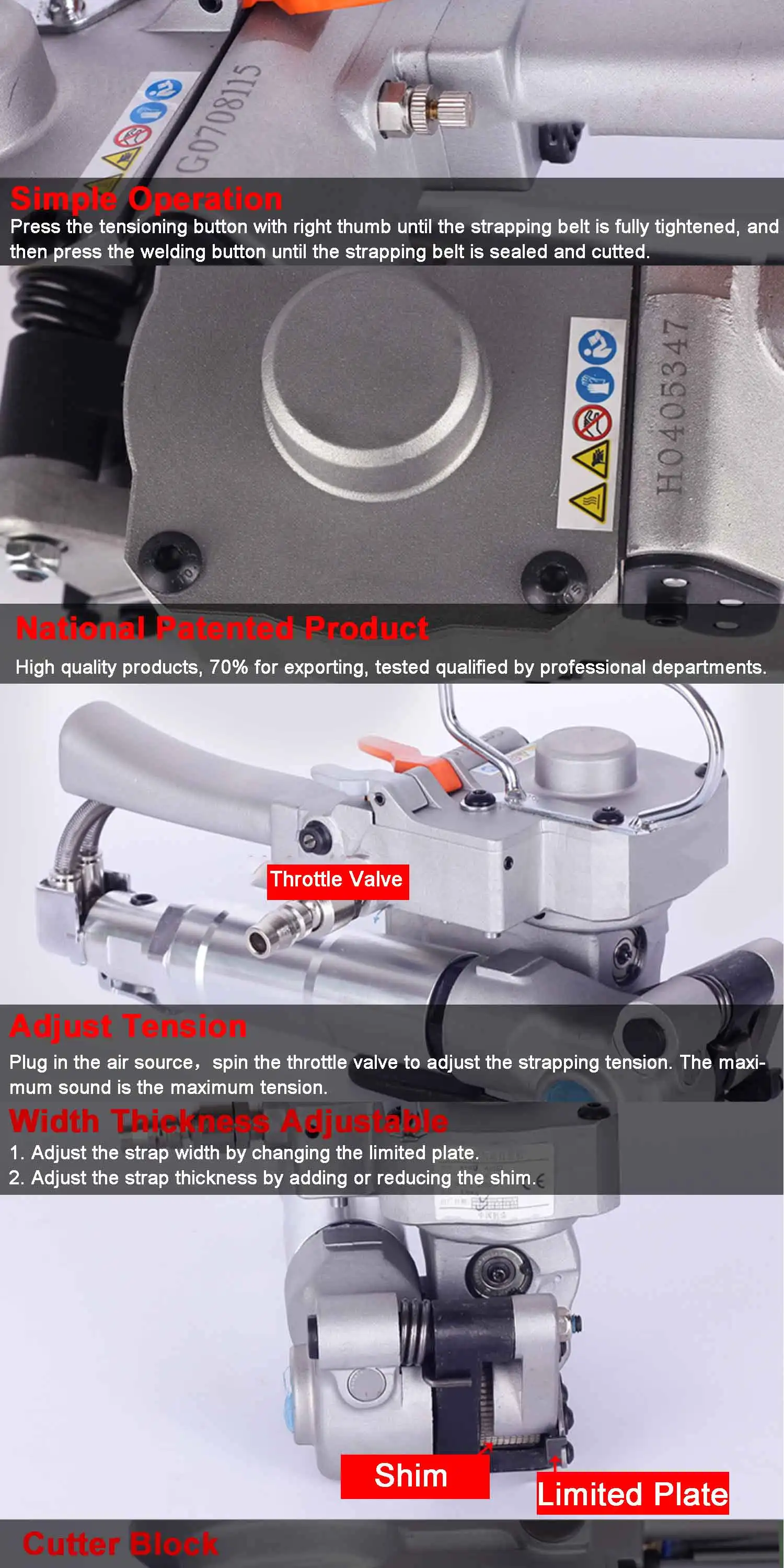 Handheld Pneumatic Strapping Machine Automatic Tensioning Semi ...