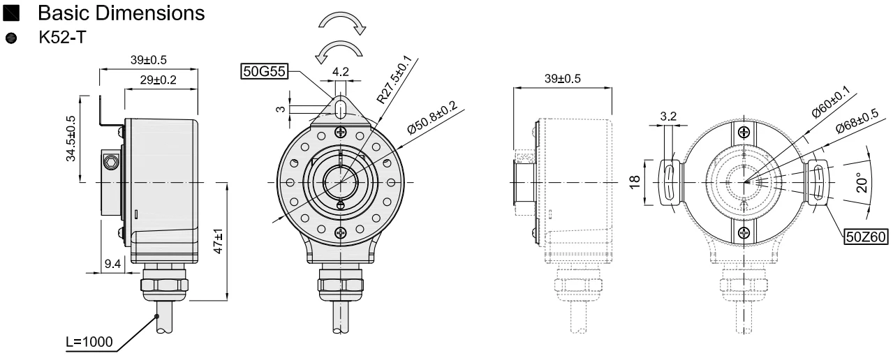 K52 Rotary Encoders Replace Scancon 1024ppr 12mm Hollow Shaft ...