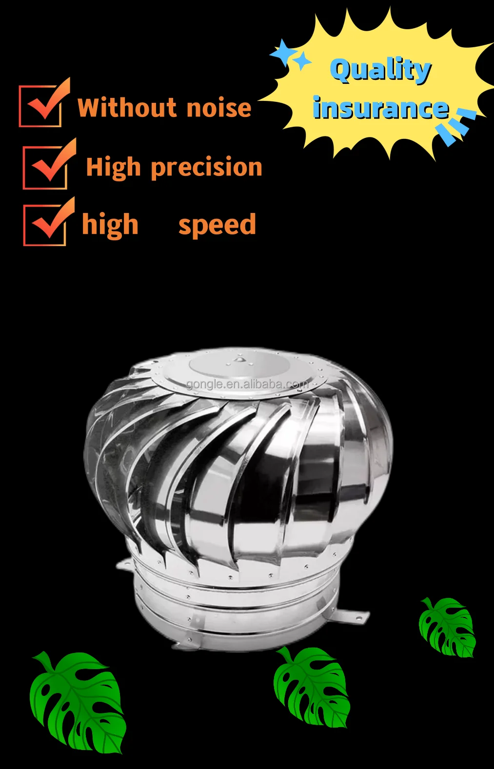 600mm 24inch Roof Turbine Exhaust Fan No Power Roof Fan With Blue Steel ...