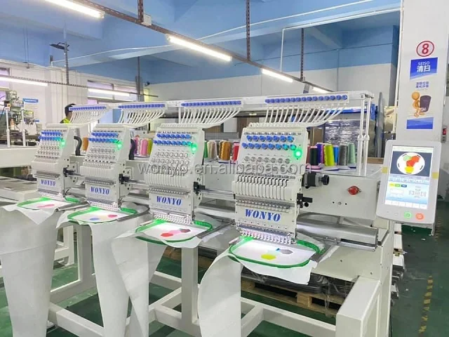 4 Head 15 Needle Embroidery Machine Servo Motor 1200 Rpm High Speed ...