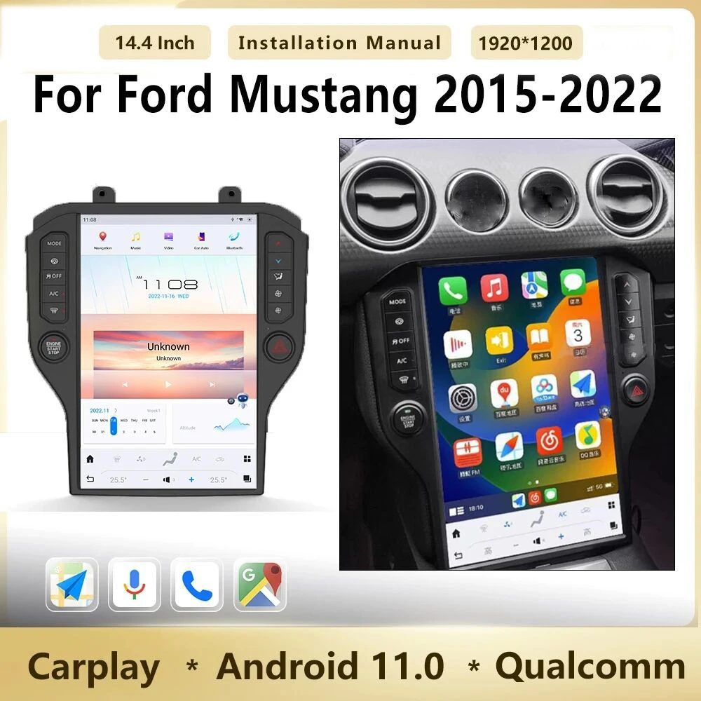 Vertical Screen for Tesla Style Car Radio Carplay for Ford Mustang 2015 ...