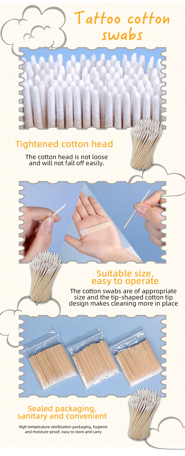 Buds Micro Brushes Wooden Tip 100 Pcs Bag Dental Absorbent Customized ...