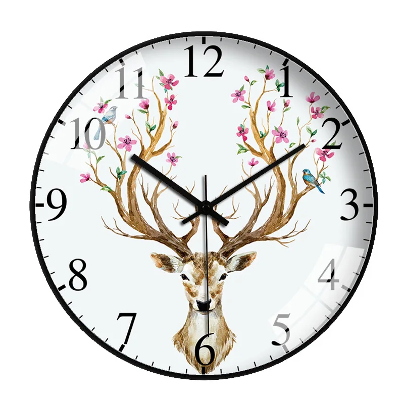 Luxury Elk Wall Clock Home Decoration 12-inch S Quiet Sweep Quartz Wall ...