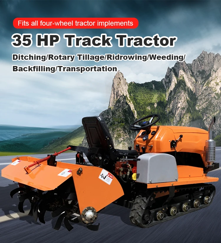 35HP Mini Crawler Tractor - Durable Farm Tractor Tiller