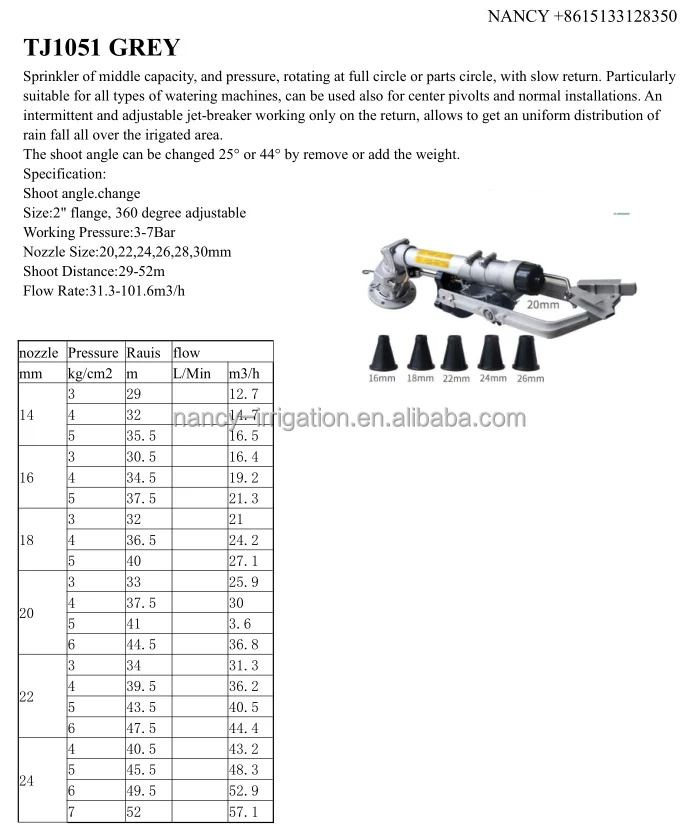 Long Radius 80 Meters Big Rain Gun Sprinkler for Farmland Irrigation System