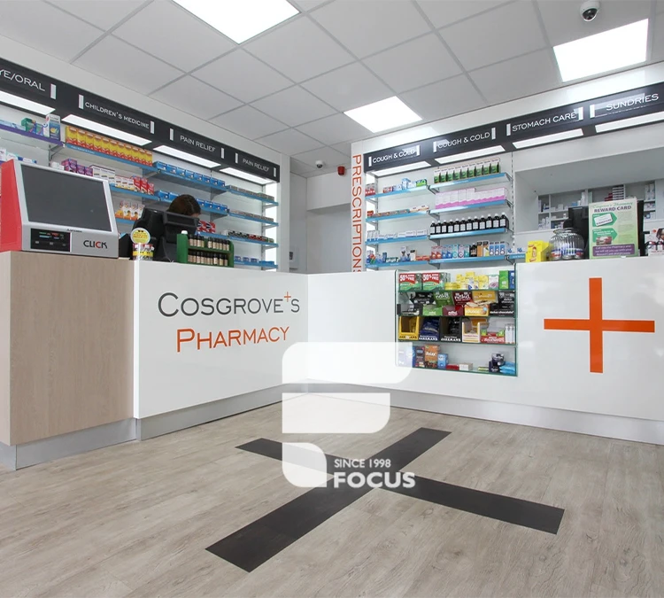 Custom Shop Interior Design for Pharmacy - Focus on Display