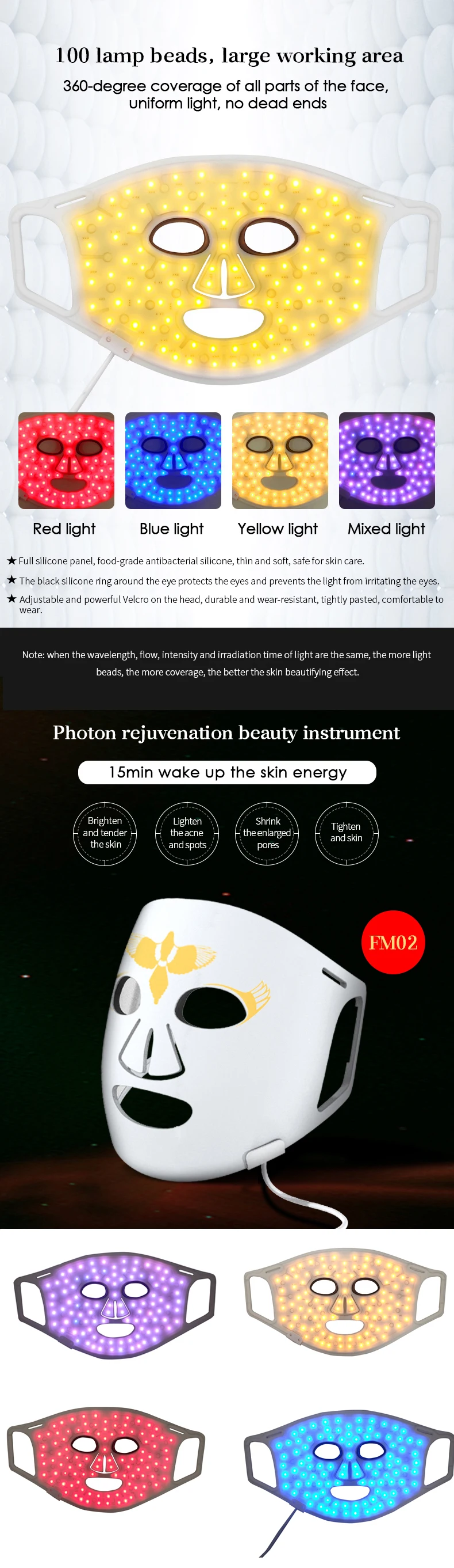 Redfy Customizable Facial Red Led Mask Beauty 3 Color Infrared Led ...