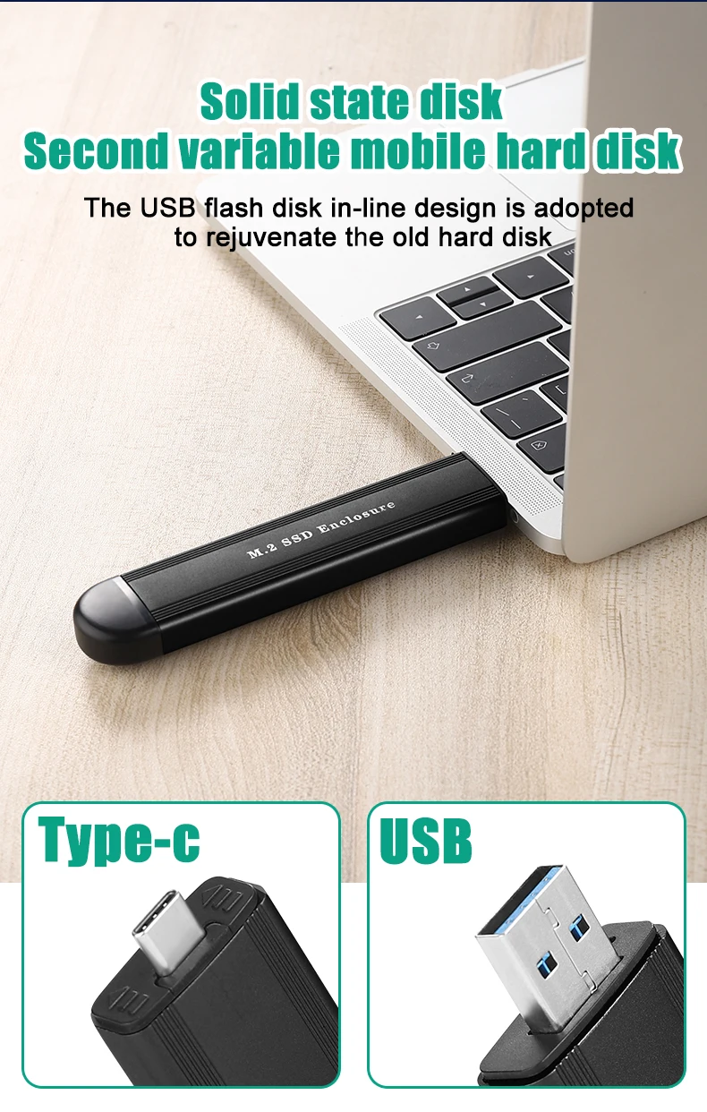 Aluminum M.2 Nvme And Sata Ngff Enclosure Dual Protocol Gen 2 Usb Type ...