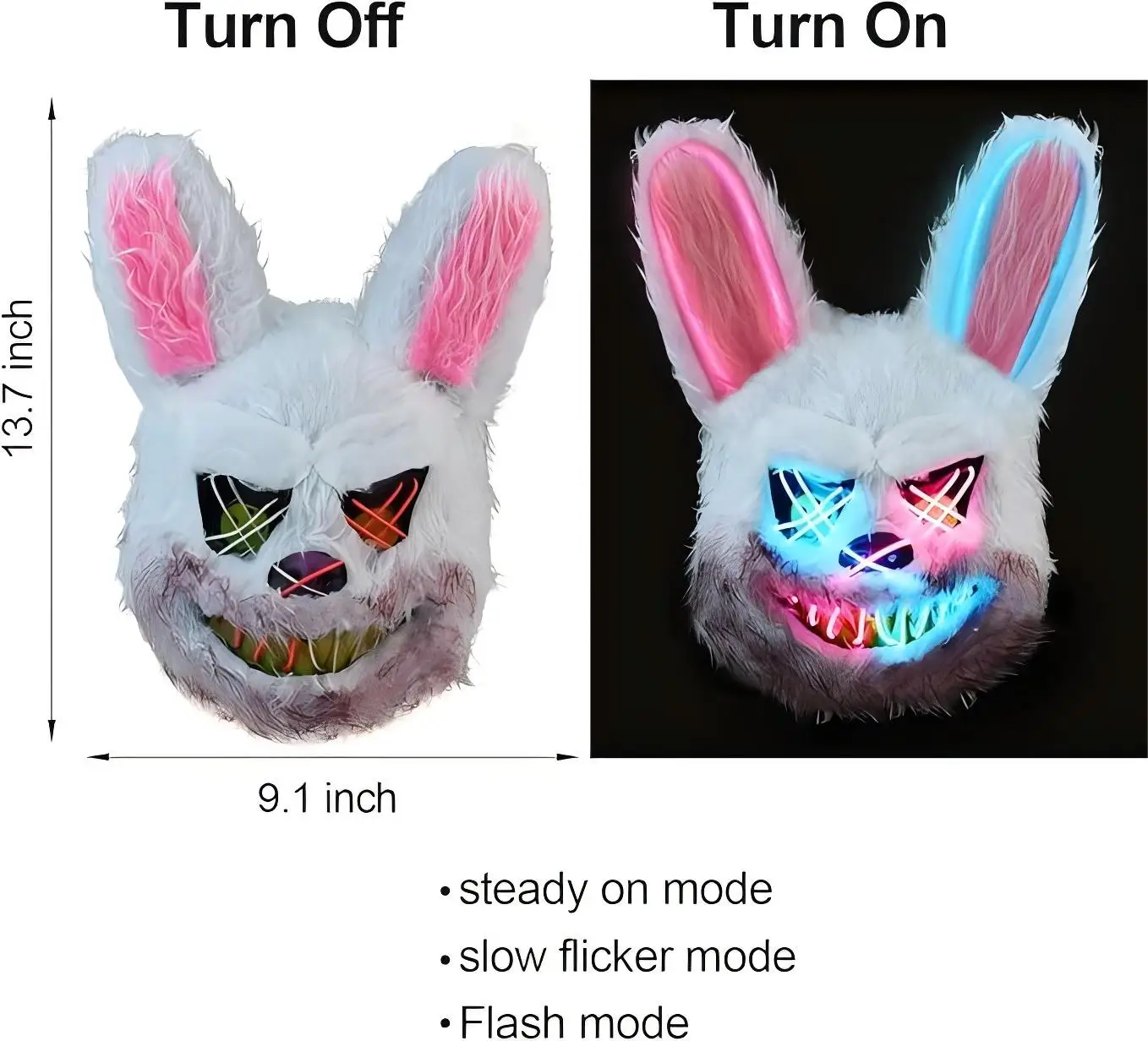Halloween Scary Bloody Plush Mask Rabbit Bunny Animal Head Mask Spooky ...