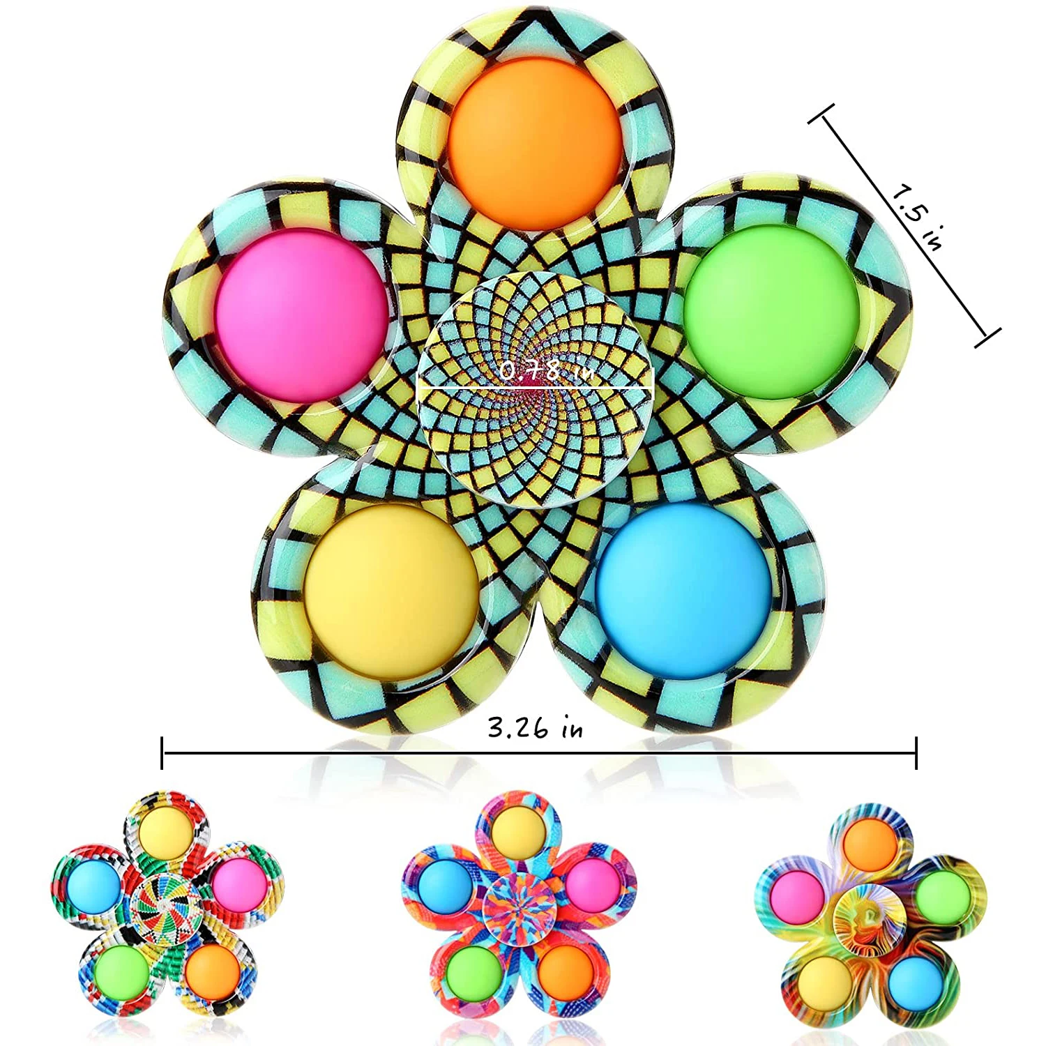 Pop Fidget Spinners Popper Fidget Toy Tie Dye Spinners Gifts for ...