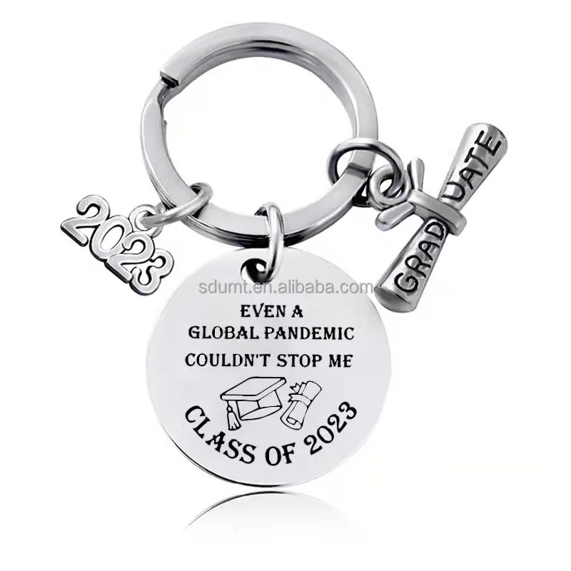Silver Graduation Gifts Keychains Class Of 2023 Round Inspirational ...