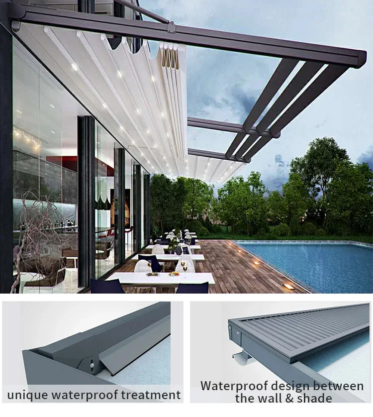 Prettyhouse Motorized Retractable Roofs Pergola Outdoor Shade Aluminium ...