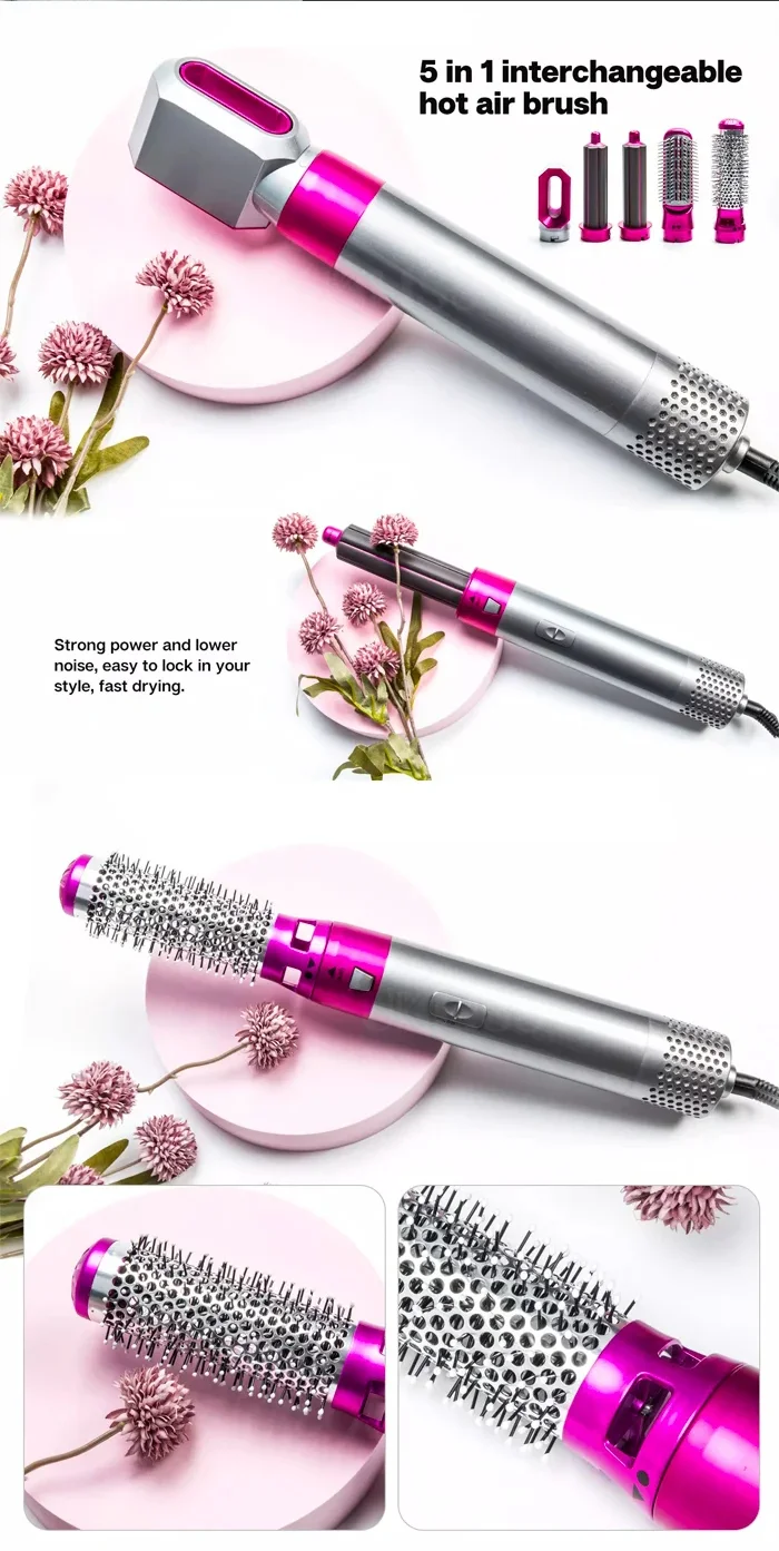 5 In 1 Hair Dryer Rechargeable Curler Styling Tool Hair Curler ...