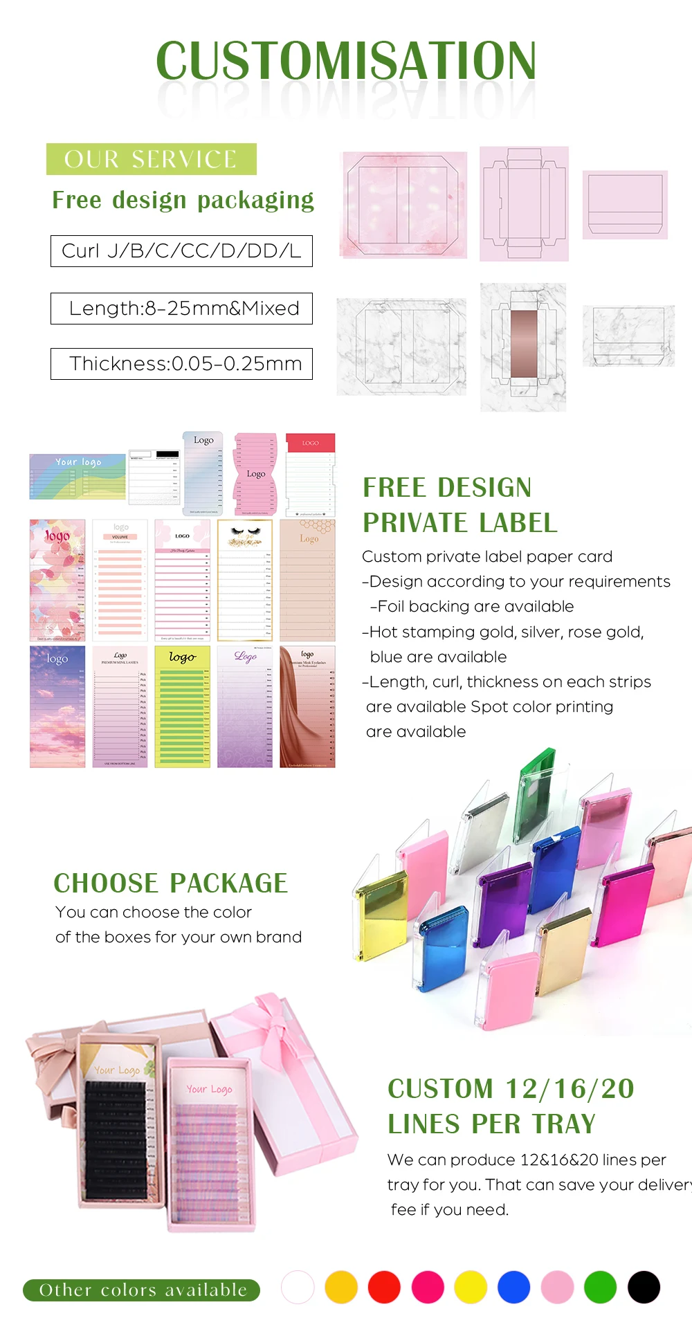 Chasmere Deep Dark Fluffy Matte Black Easy Fanning 0.02 0.03mm Volume Lash Extension Mix Tray ...