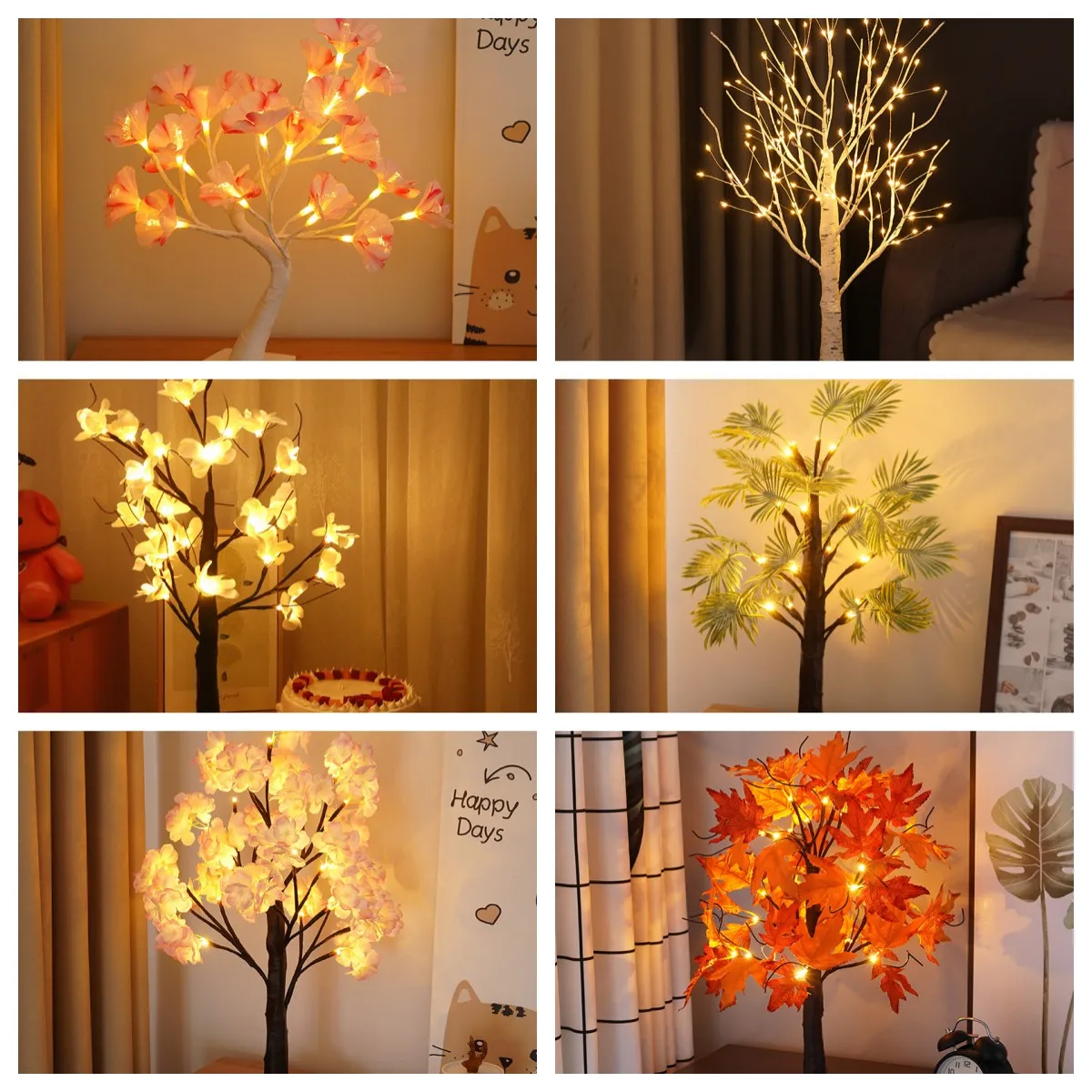 Genuine Led Tree Branch Light Lighted Outdoor Mini Christmas With Birch ...