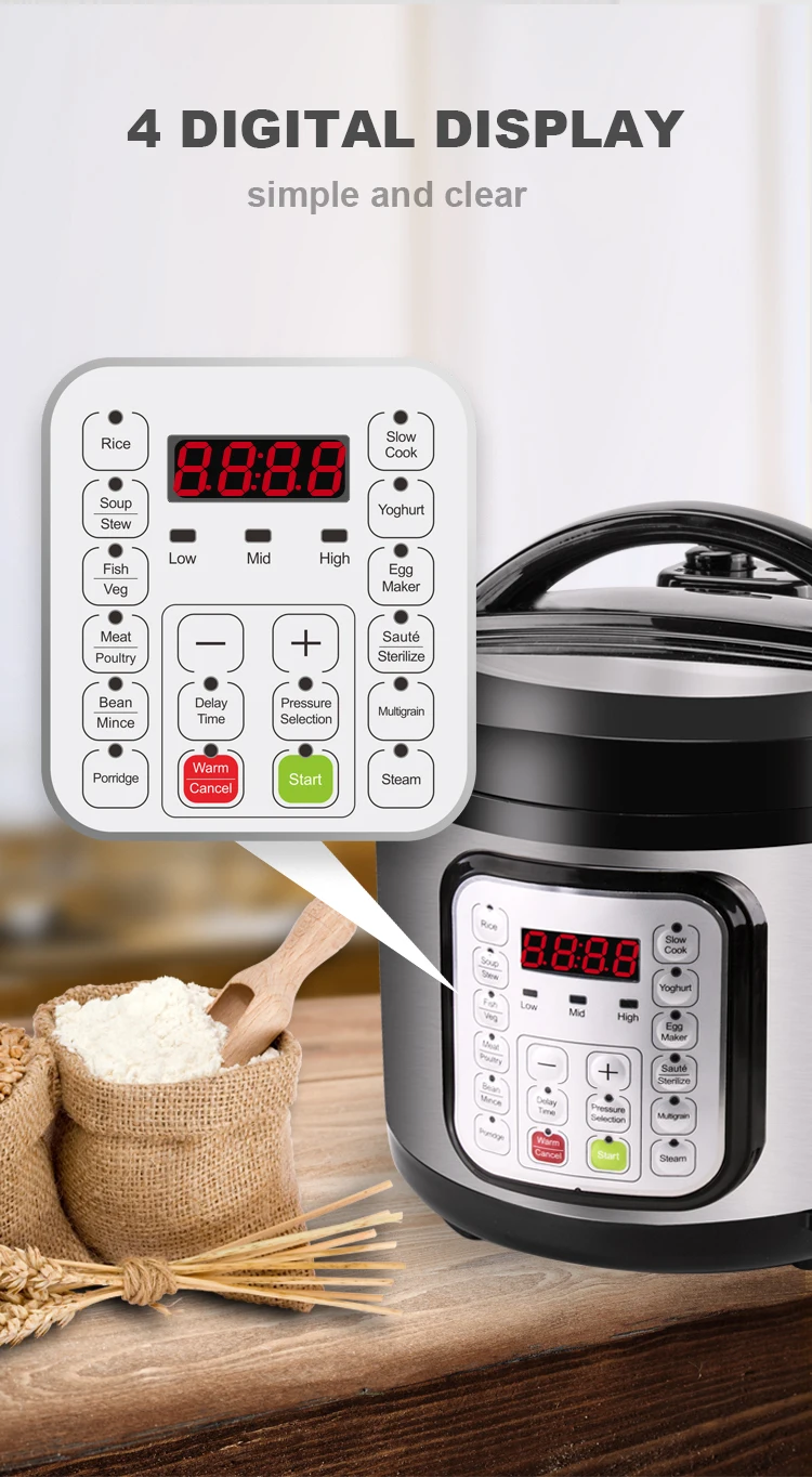 6 Litres Electrical Canning Pressed Cooker Multi Function Cookware Sets ...
