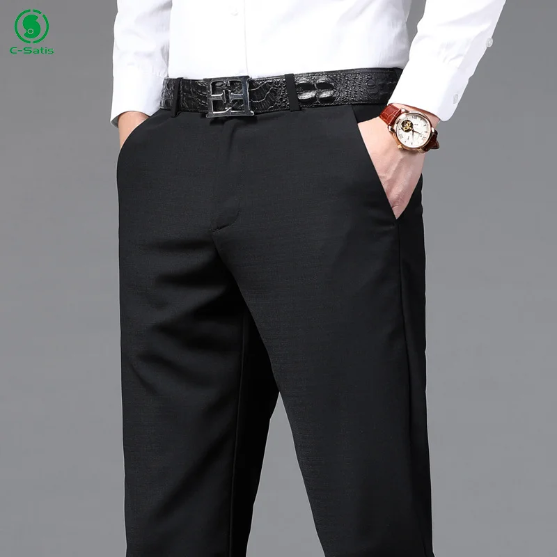 High Quality Men Business Suit Pants Formal Office Gentleman Suit Long ...