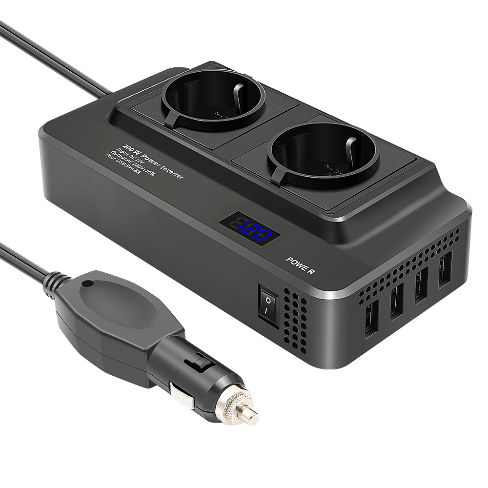 Universal Sockets 2 AC Outlet 4USB Ports Modified Sine Wave 200W Power ...