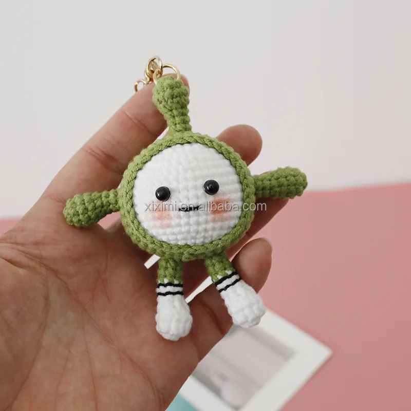 Custom Mini Handmade Woven Crocheted Animal Key Ring Knitting Yarn Bag ...