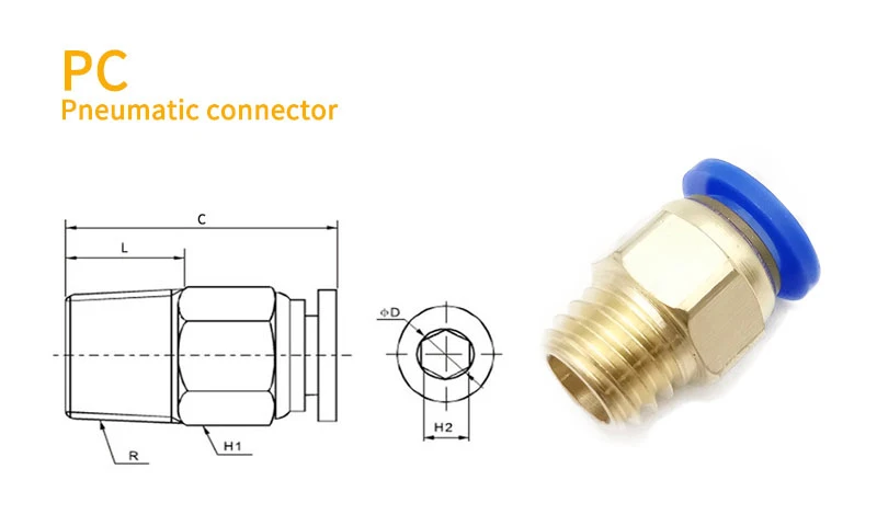 PC Air Pneumatic Fitting Quick Connector 4-m5 4-M6 4mm 6mm 8mm 10mm ...