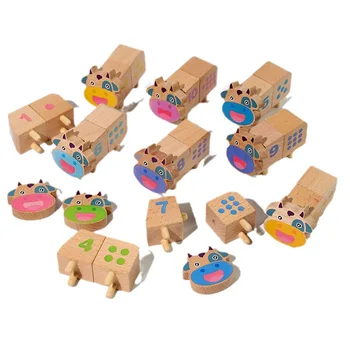 The Popular Children's Wooden Cow Digital Color Matching Sorting ...