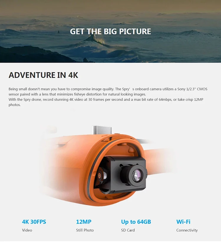 Swellpro Spry Waterproof Drone with 4K Camera & APP Control