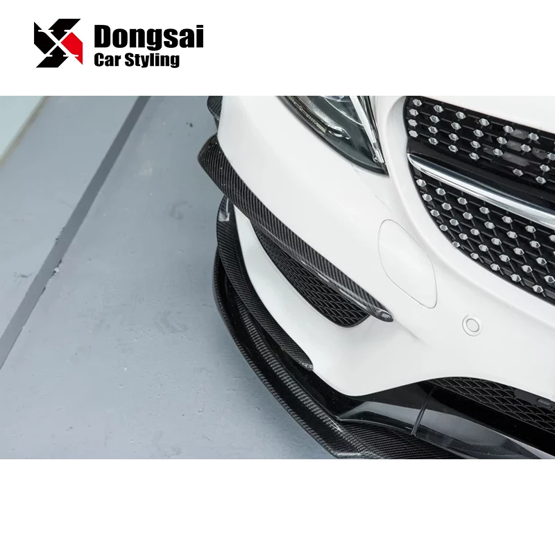 Carbon Fiber Front Bumper Side Canards For Mercedes Benz C Class W205 ...
