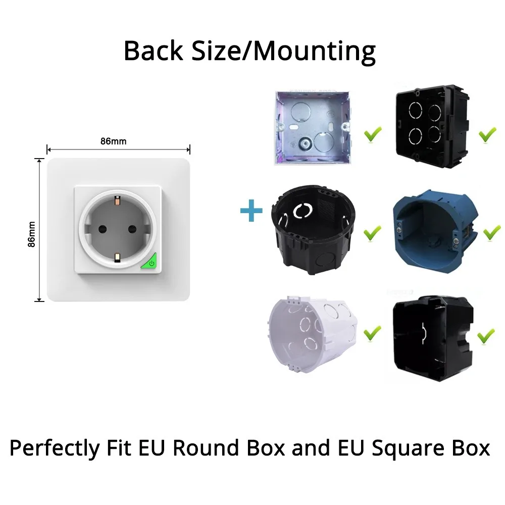 Smart Life App Remote Control Intelligent EU Standard Power Monitor 16A ...