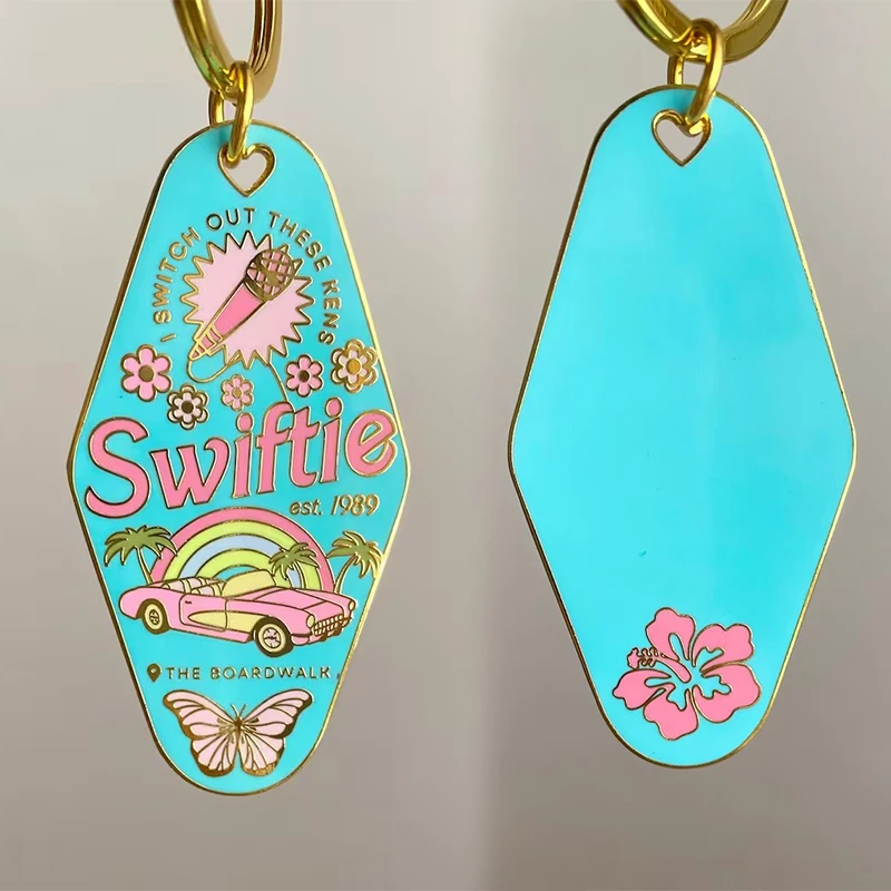 Promotional Custom Hard Enamel Hotel Keychains Swiftie Retro Motel Room ...