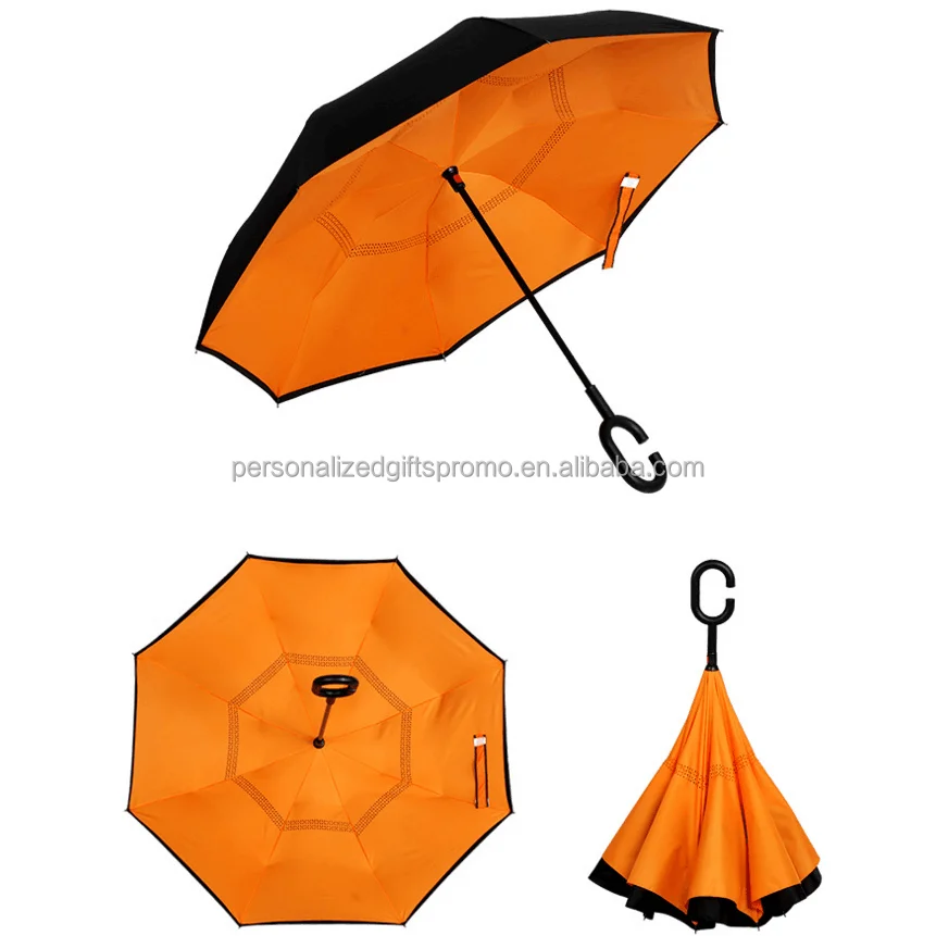 Umbrellas-inverted Umbrella-folding Double Layer Inverted 190t Pongee ...