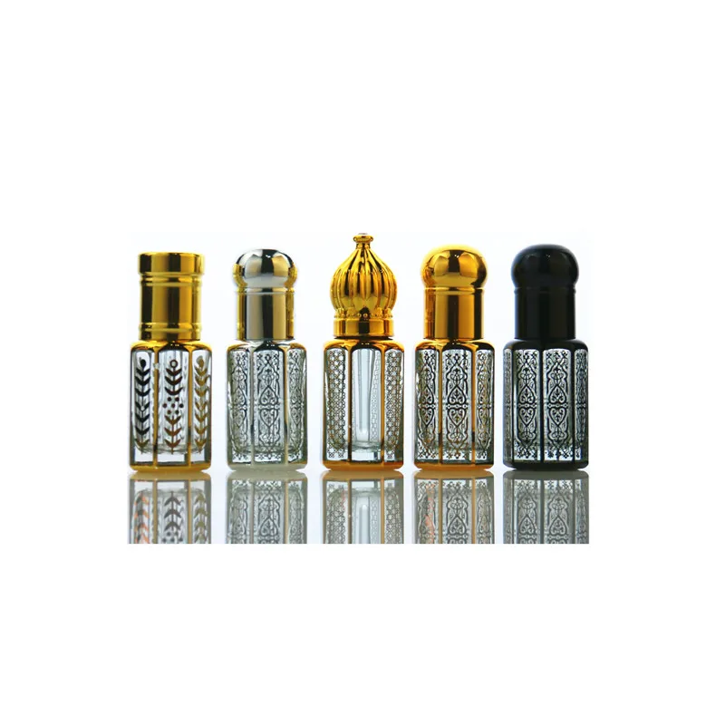 3ml 6ml 12ml Octagon Golden Black Attar Perfume Essential oil Glass ...