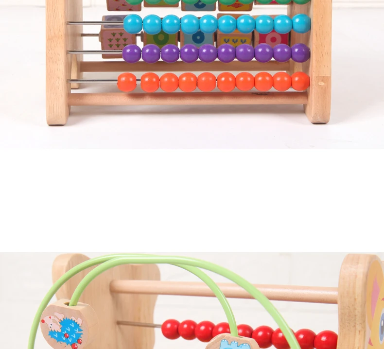 Wooden Math Educational Abacus Frame Learning Bead Maze Toys Multi ...