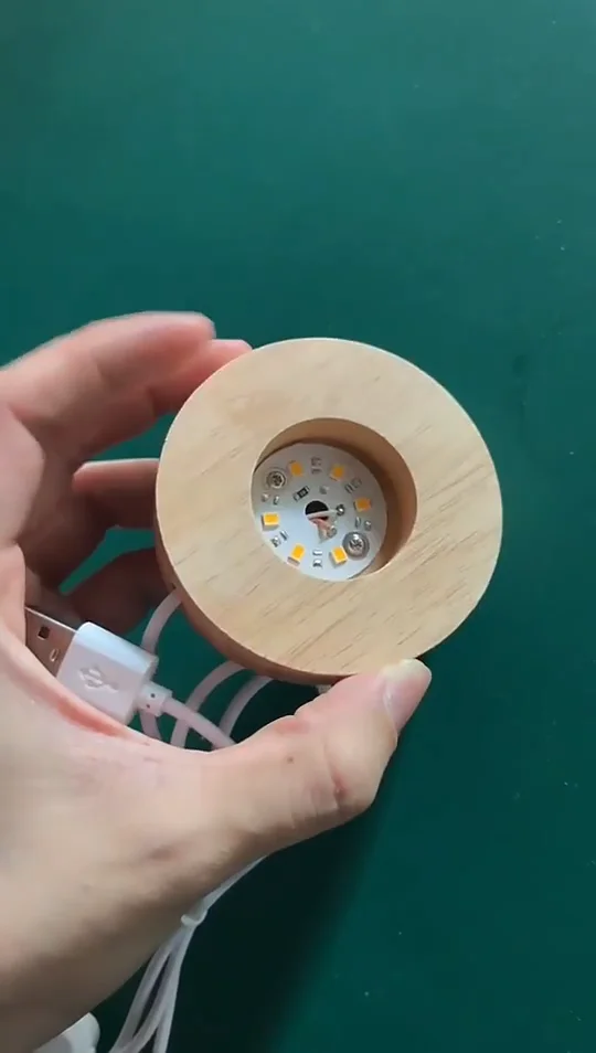 Wholesale Price High Quality 3d Led Wooden Round Base Wood Light Base ...